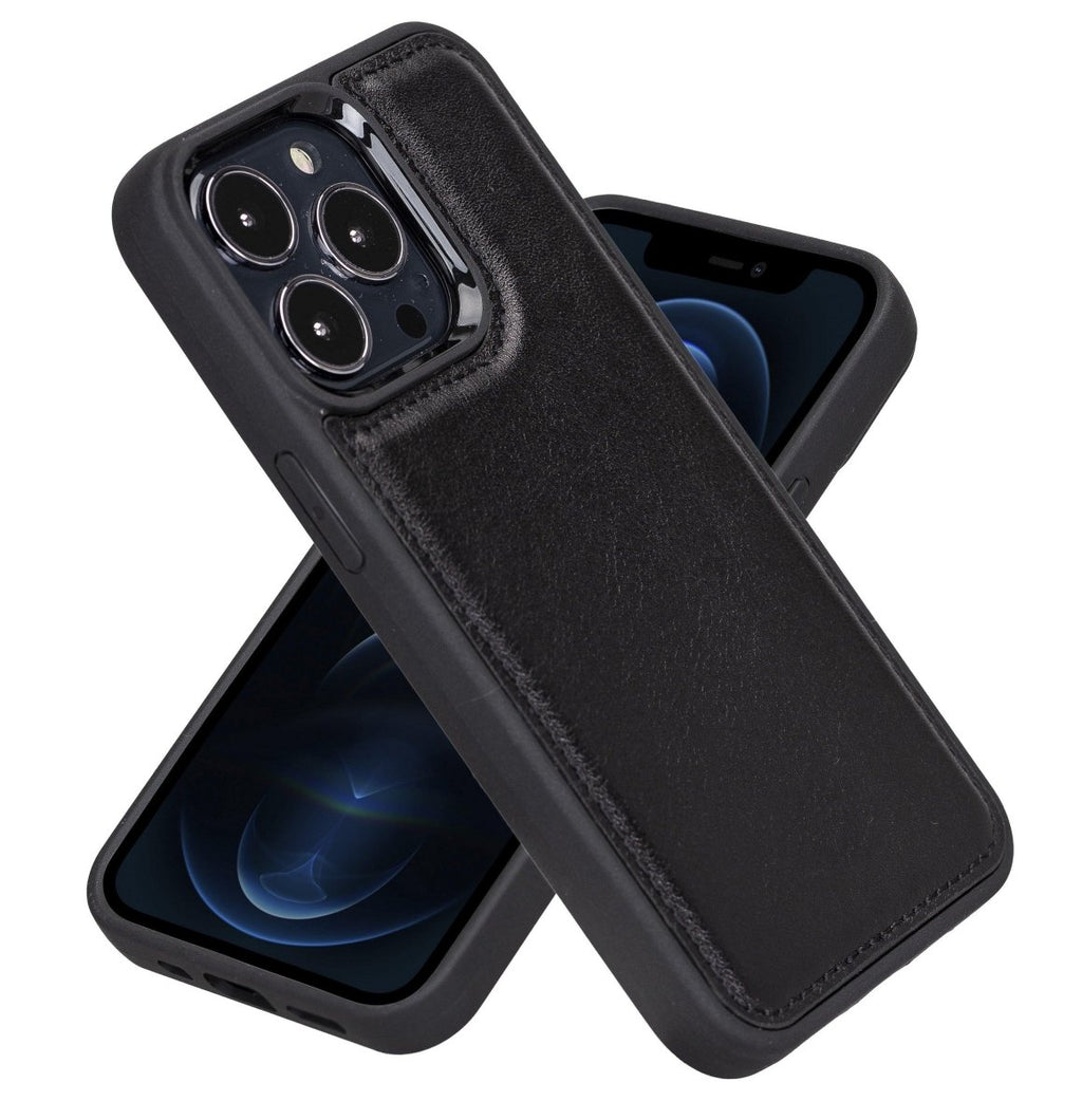 Rustic Black Leather Slim handmade Case for iPhone 13 Pro – VENOULT